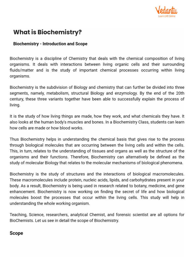 What Is Biochemistry | PDF