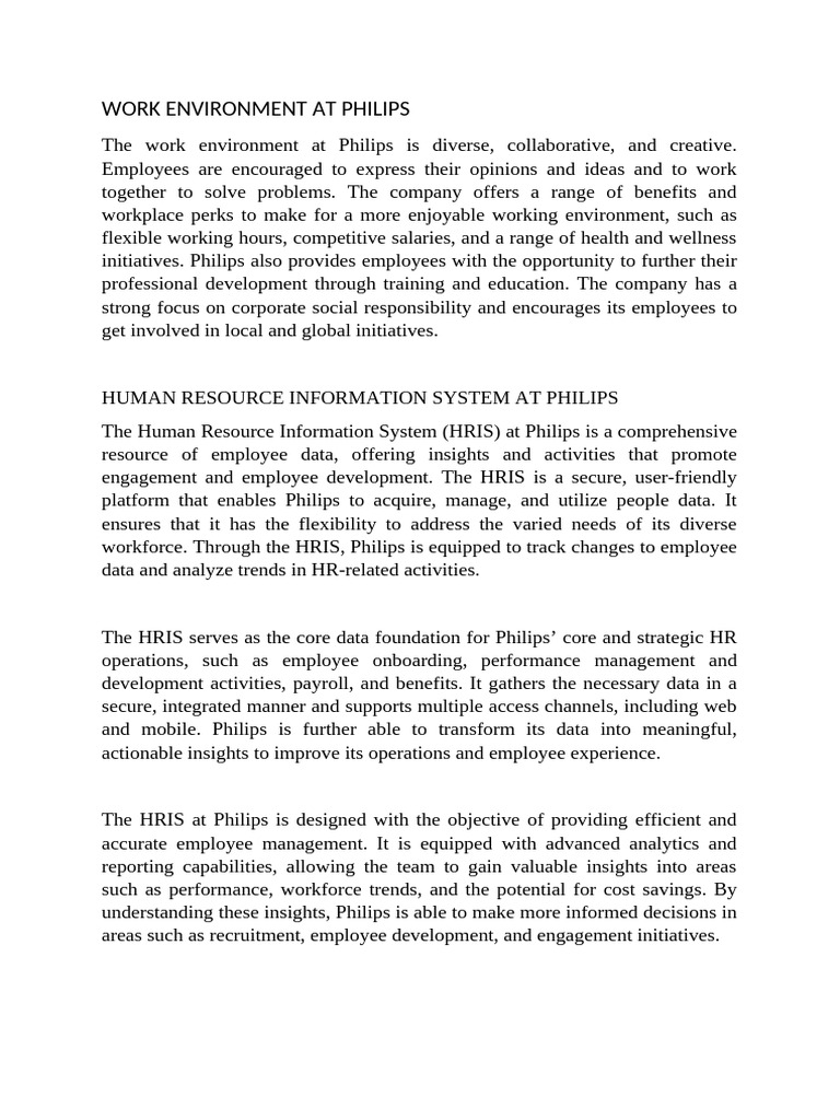 Work Environment at Philips | PDF