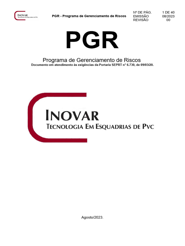 PGR Inovar Esquadrias em PVC Ltda | PDF