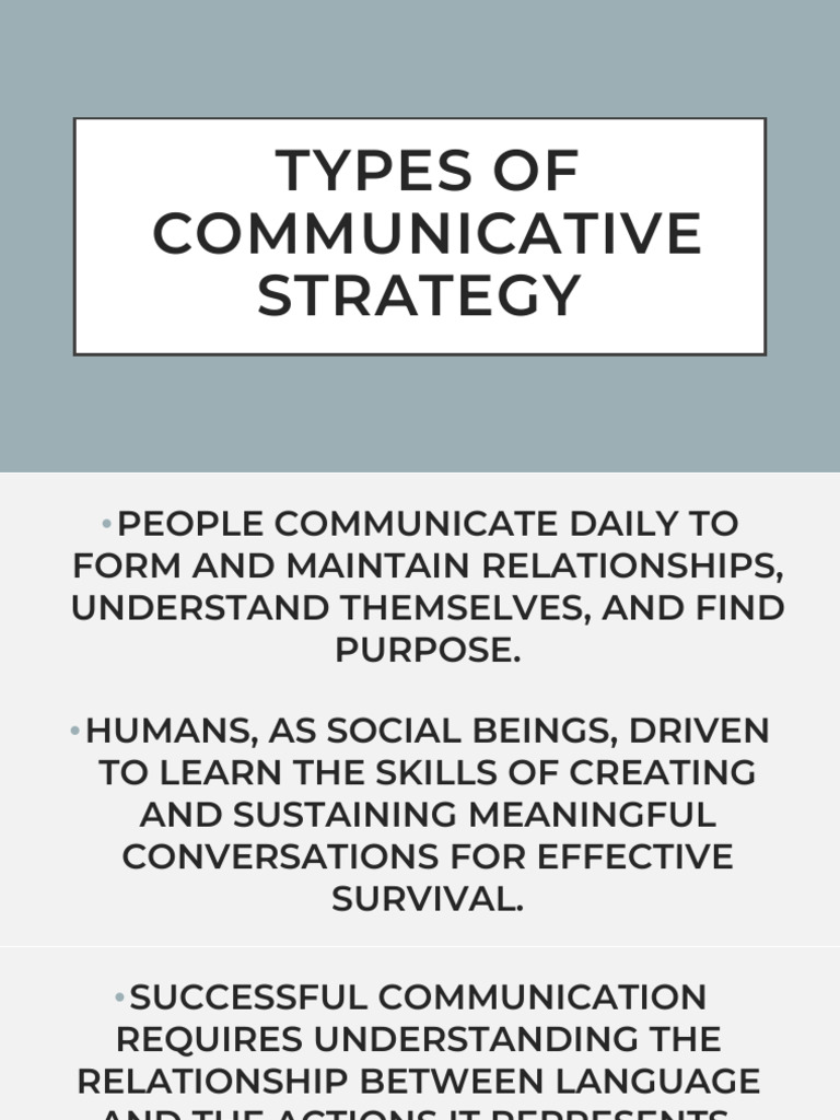 Types of Communicative Strategy | PDF