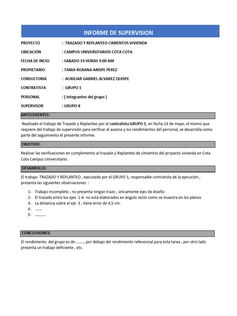 Informe de Supervisión | PDF