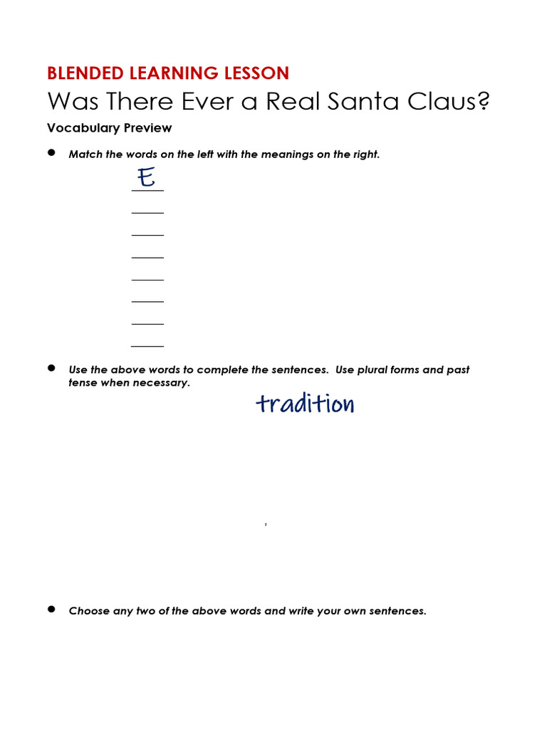 Blended Learning: Santa Claus Lesson | PDF | Santa Claus