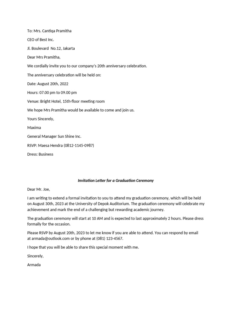 Invitation Letterr and Conversation | PDF