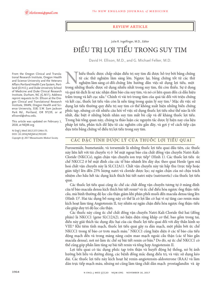 Điều Trị Lợi Tiểu Trong Suy Tim - VNE | PDF