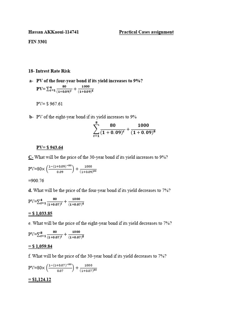 Bond Valuation Assignment | PDF | Yield (Finance) | Finance & Money ...