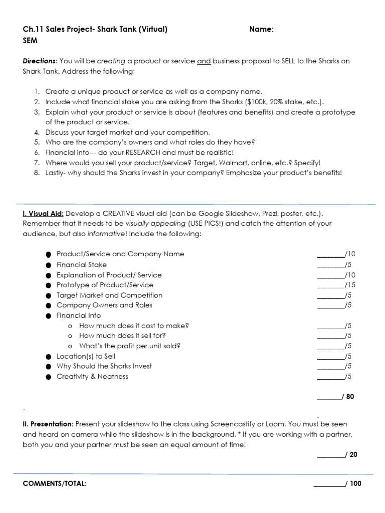 SEM - Ch. 11 Shark Tank Project | PDF