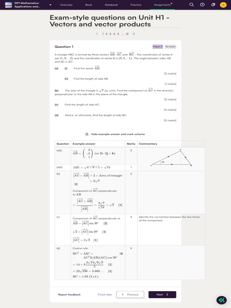 Exam-Style Questions On Unit H1 - Vectors and Vec | PDF