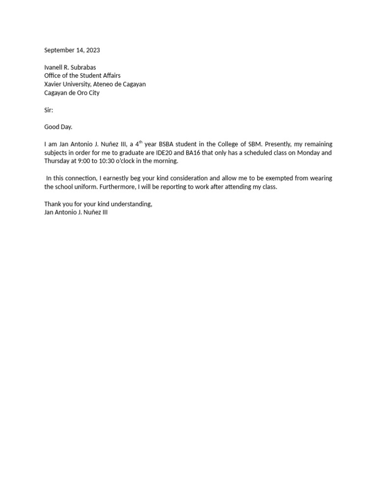 Letter of Consideration | PDF