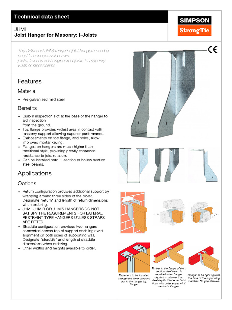 JHMI Joist Hanger For Masonry I Joists | PDF