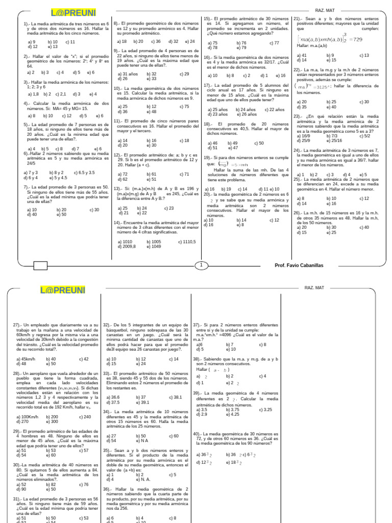 Practica r.m. Promedios | PDF