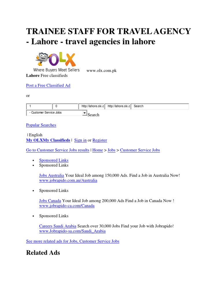 Trainee Staff For Travel Agency | PDF | Travel Agency | Lahore