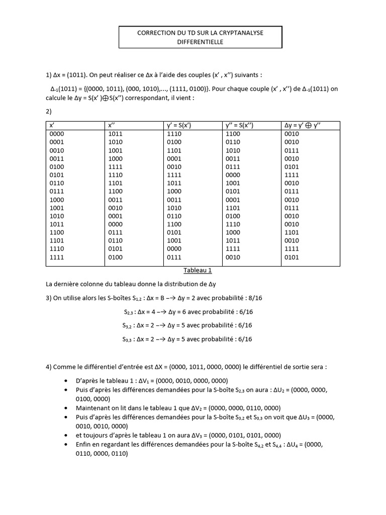 Correction Du TD Sur La Cryptanalyse Differentielle | PDF