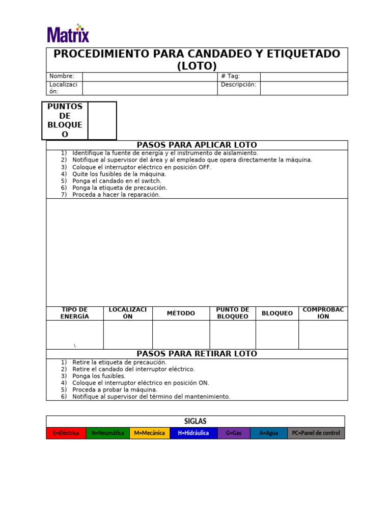 Procedimiento para Candadeo y Etiquetado | PDF