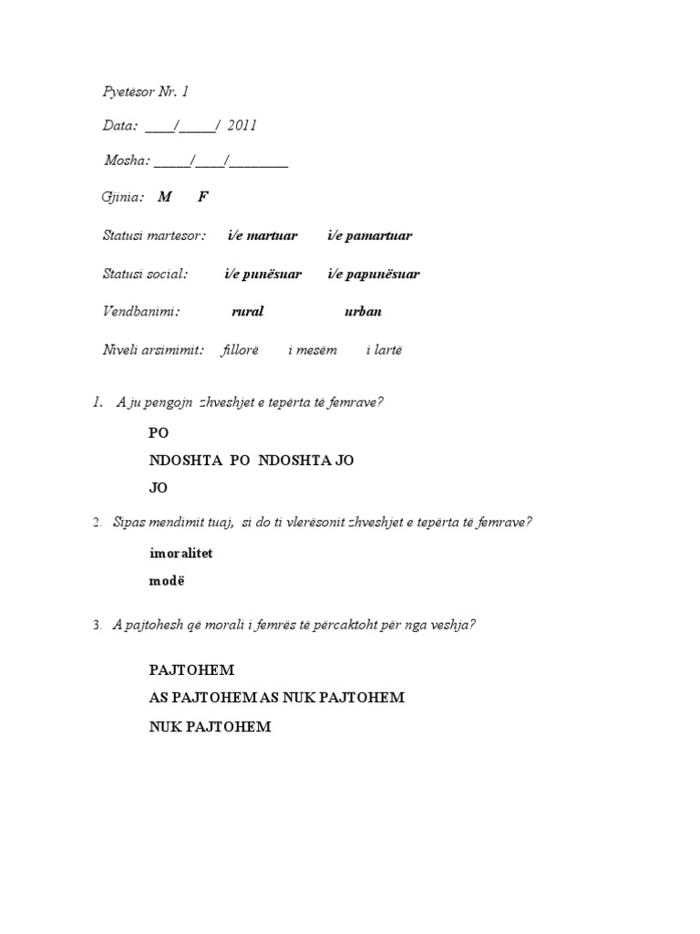 Pyetësor Nr2