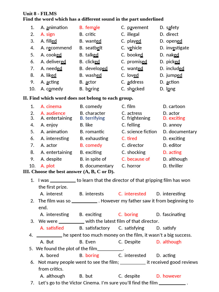 G7 - Test for unit 8 | PDF