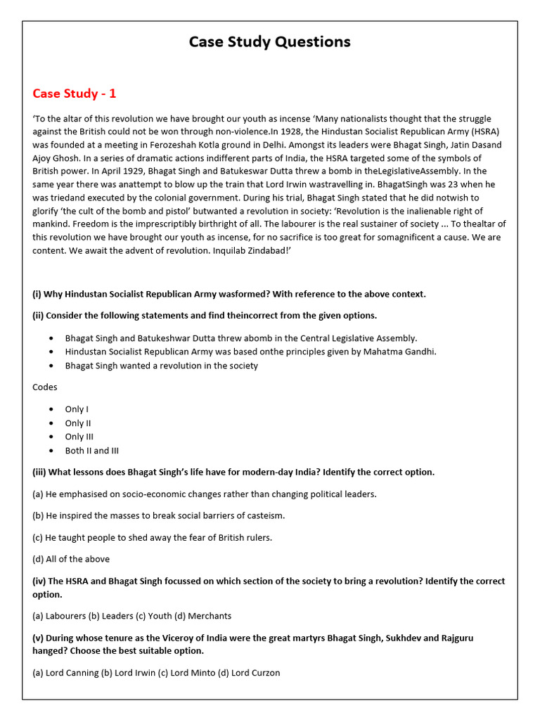 Case Study Questions Class 10 History | PDF Case Study Questions Class 10 History | PDF