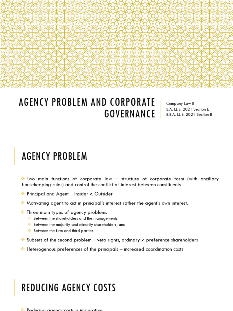 Module 1 - Introduction - Agency Problem and Corporate Governance | PDF