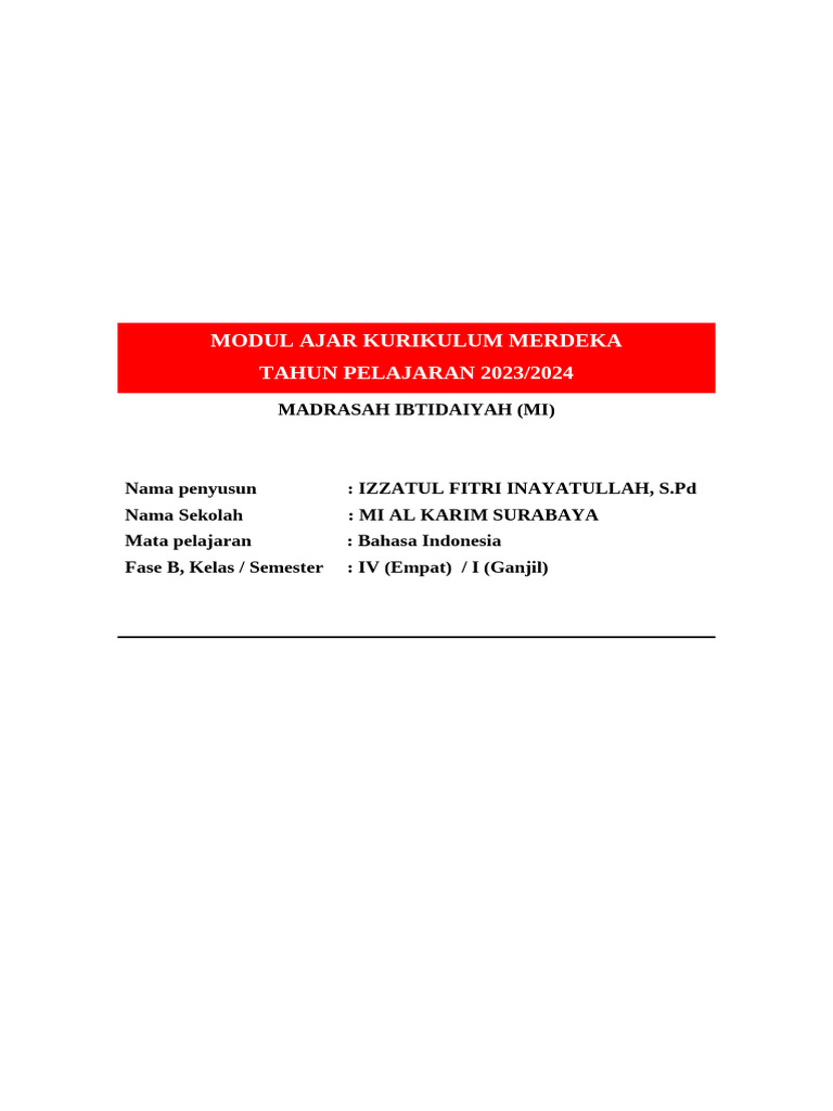 BAB 1 - MA B Indo Kls 4 | PDF