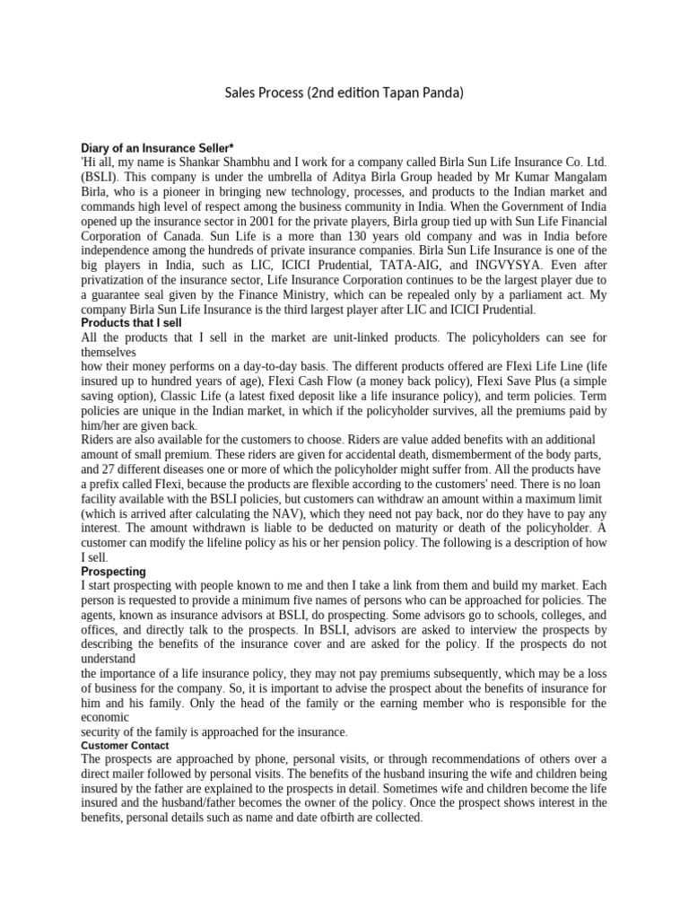 Insurance Sales Process Insights | PDF | Insurance | Life Insurance
