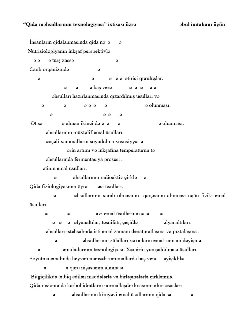 Qida M Hsullari Texnologiyas | PDF