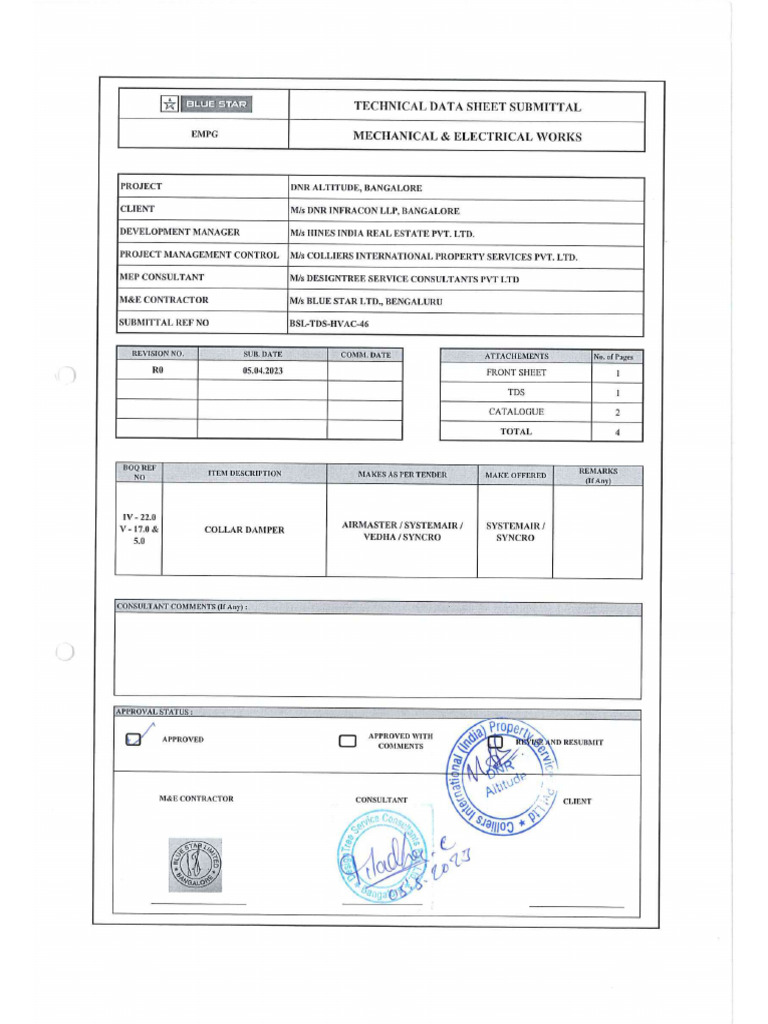 BSL Tds Hvac 46 Collar Damper | PDF