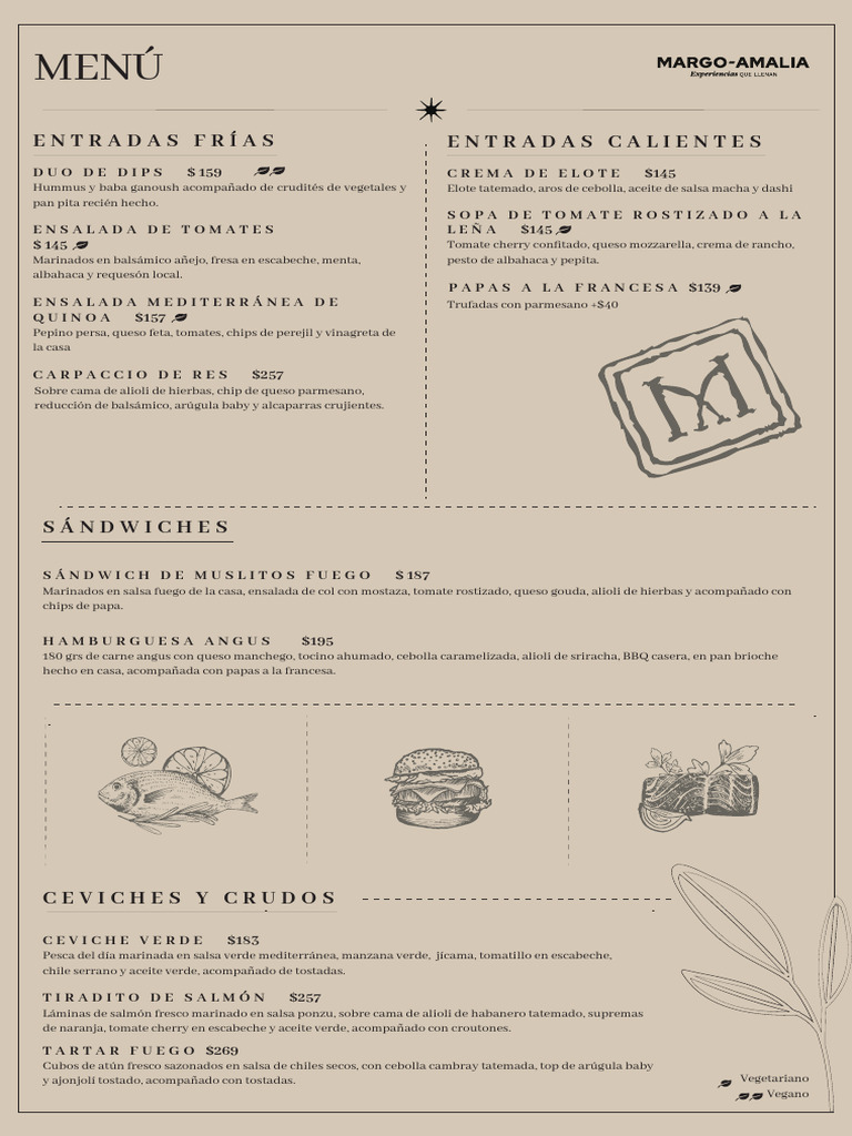 Menu Comidas y Cenas Margo-Amalia | PDF