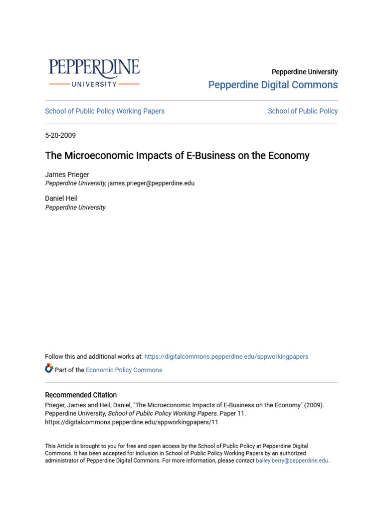 The Microeconomic Impacts of E-Business On The Economy | PDF