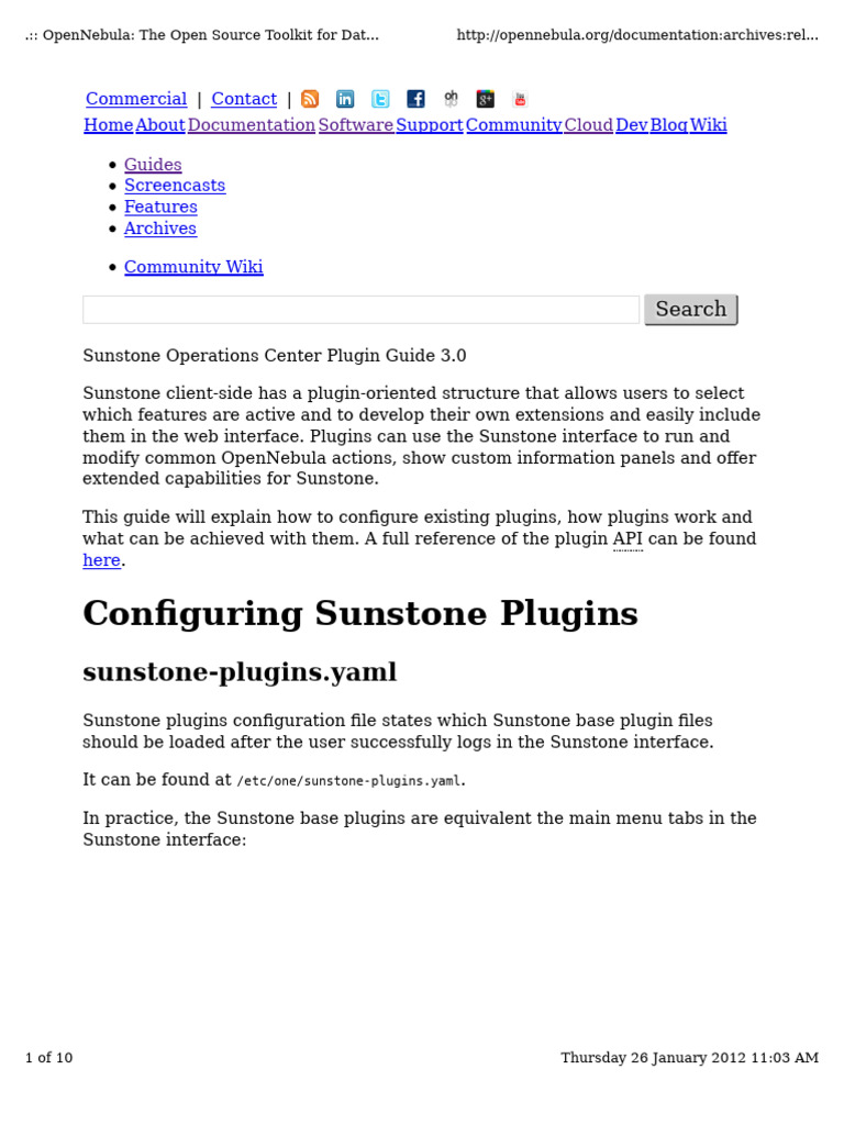 Configuring Sunstone Plugins | PDF