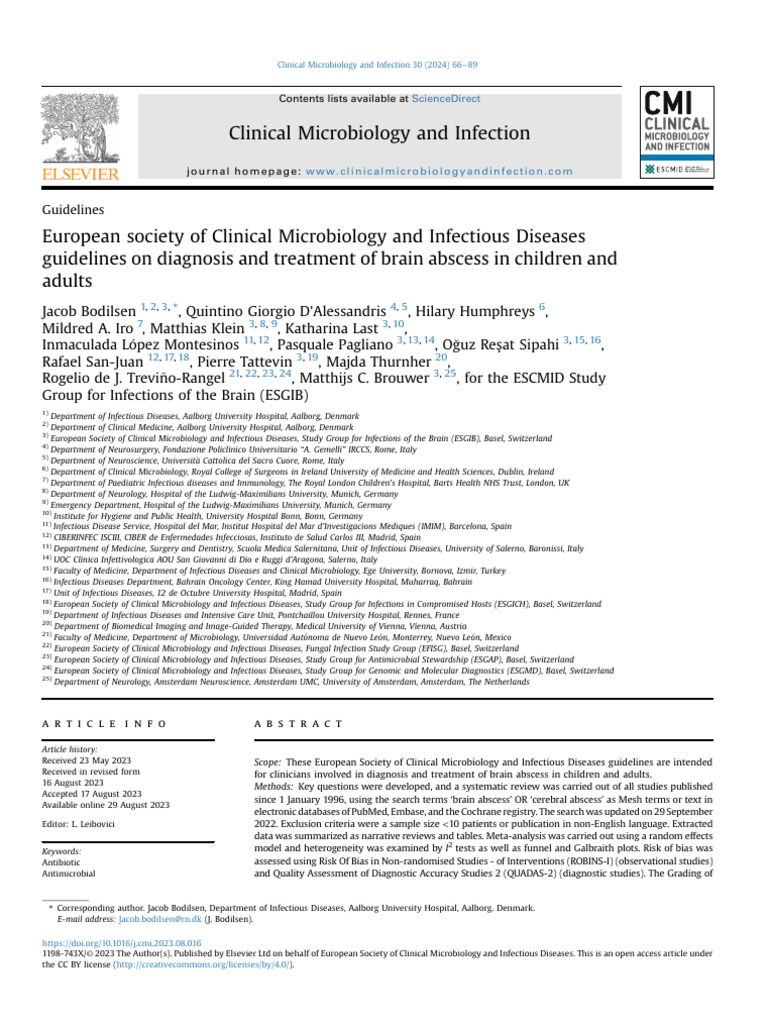 Brain Abscess Guidelines | PDF