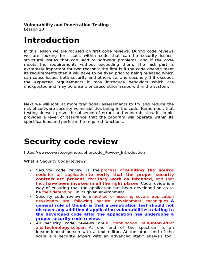LESSON 20 Vulnerability and Penetration Testing | PDF