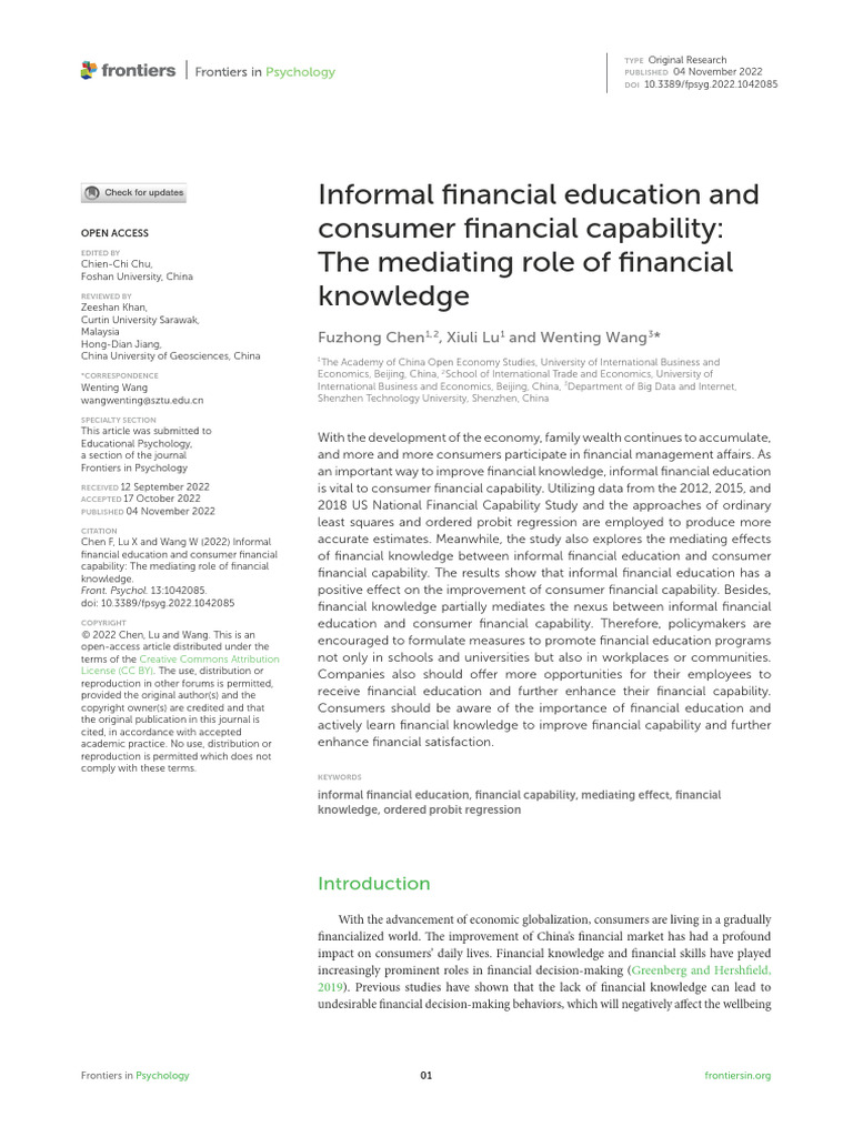 Informal Financial Education and Consumer Financial Capability - The ...