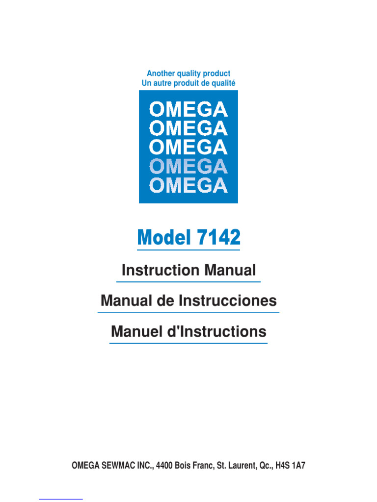 Omega 7142 Sewing Machine Instruction Manual | PDF