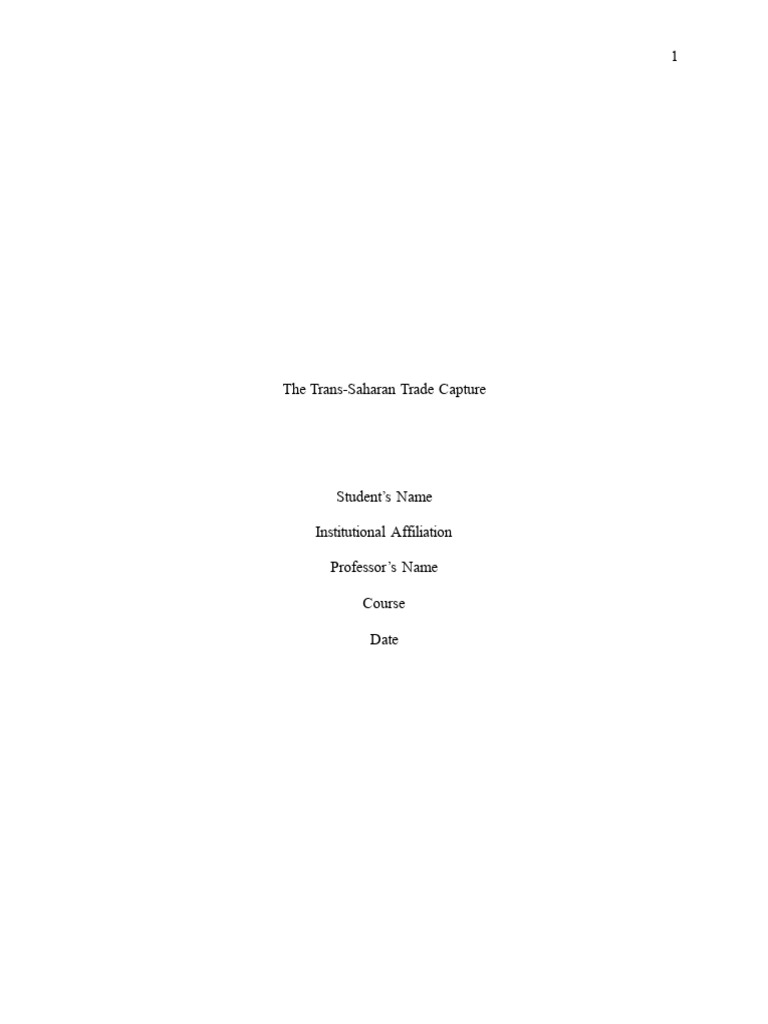 The Trans-Saharan Trade Capture | PDF