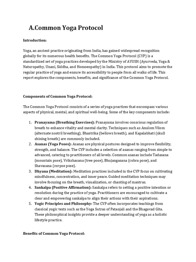 A. Common Yoga Protocol | PDF