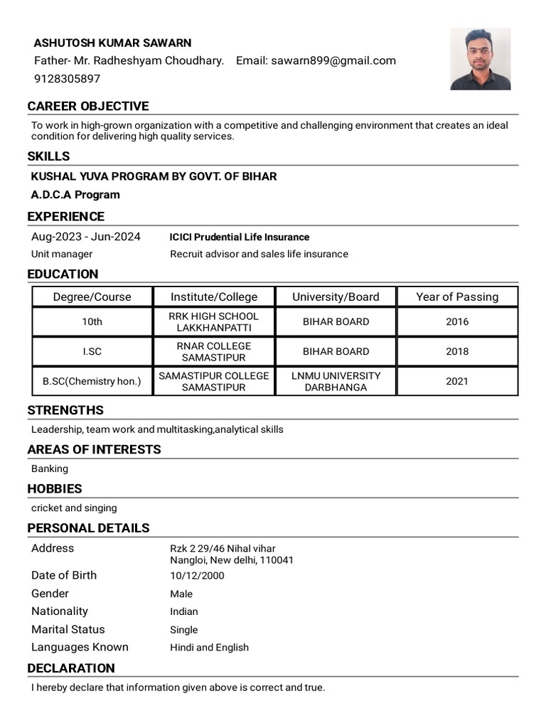 Resume - Ashutosh Resume - Format1 | PDF