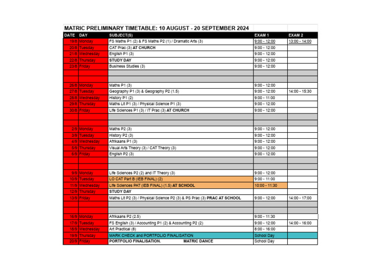 Prelim-Exam-Time-Table-2024 | PDF