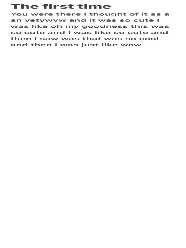 The First Time | PDF