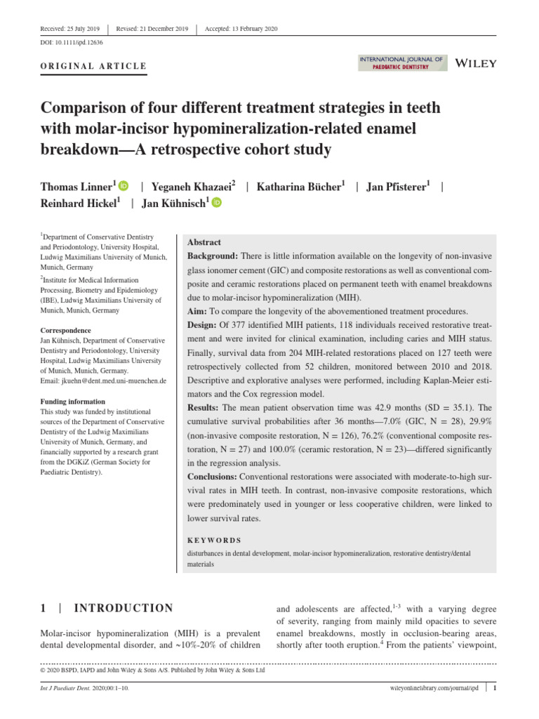Comparison of Four Different Treatment Strategies in Teeth With Molar ...