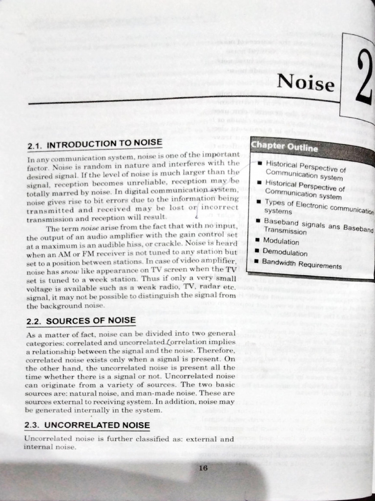 Comm. Engr. Chapter 2 (Noise) | PDF