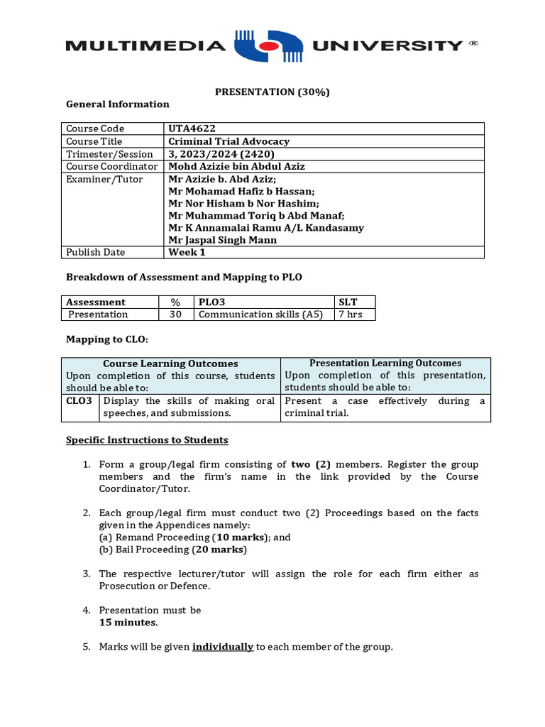 UTA4622 Presentation Instructions 2420 | PDF