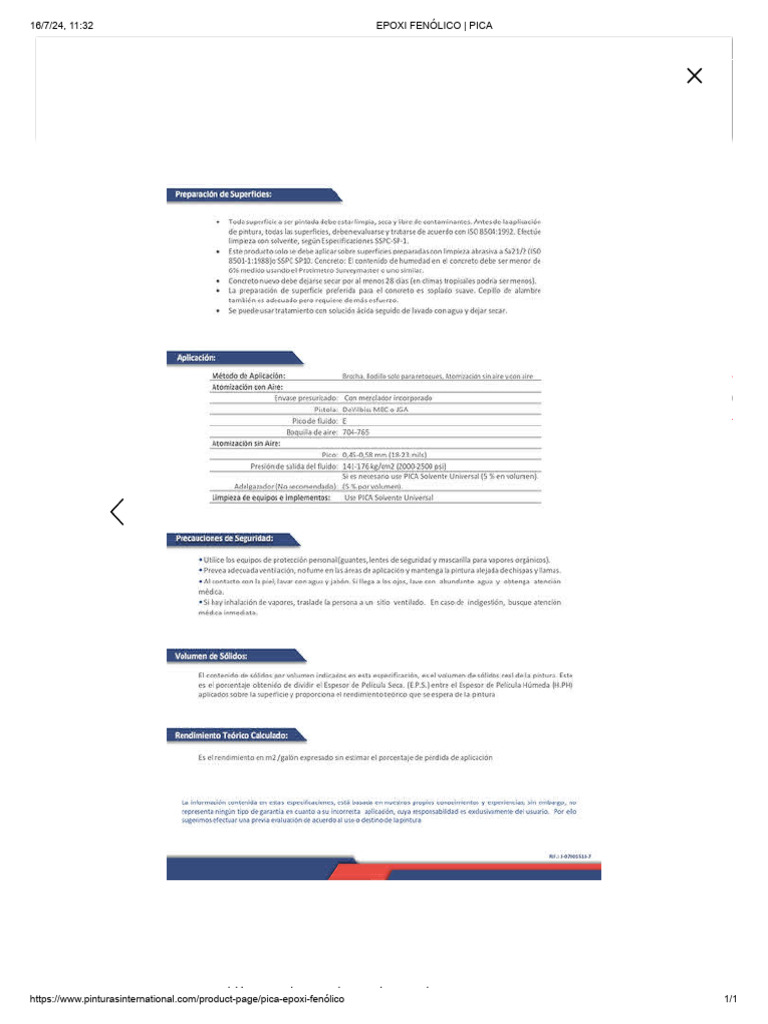 Internatonal FICHA TEC 3 EPOXI FENÓLICO - PICA | PDF