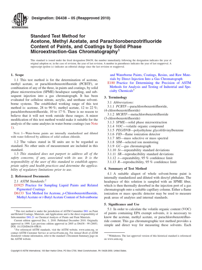 Astm D6438-05 (2010) | PDF