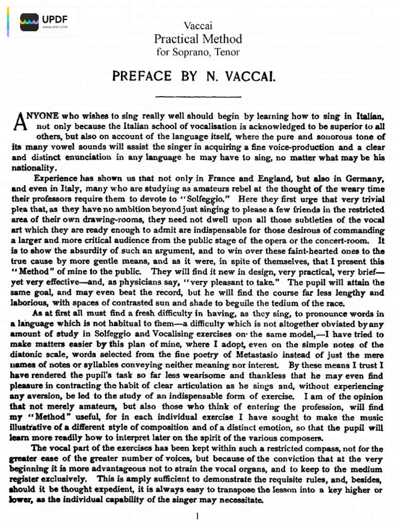 Vaccai - Metodo Pratico - Tenor | PDF