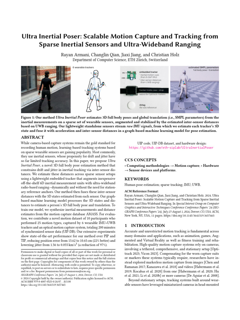Ultra Inertial Poser: Scalable Motion Capture and Tracking From Sparse Inertial Sensors and ...