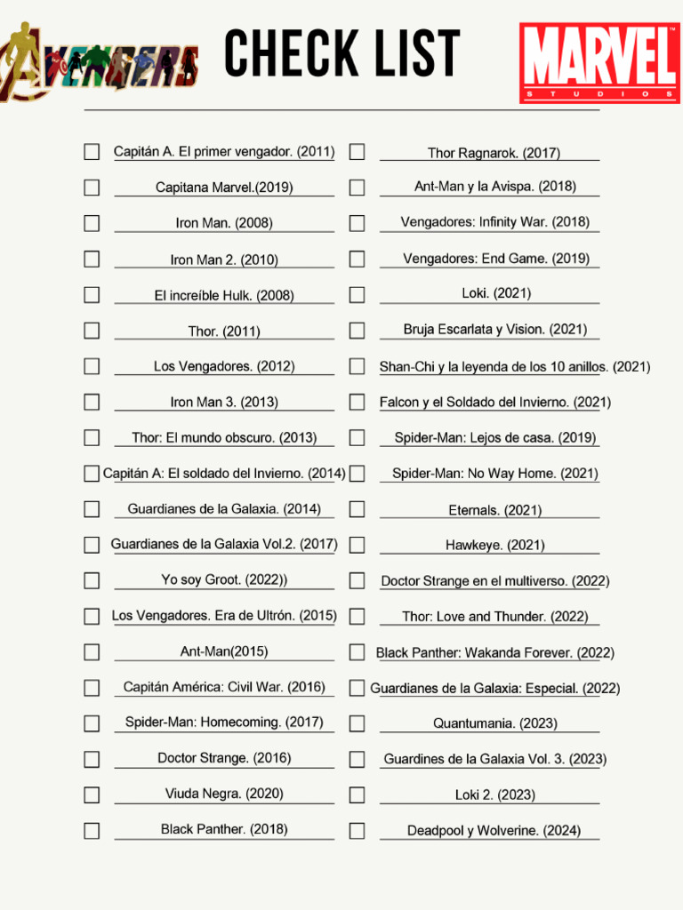 Check List Marvel | PDF