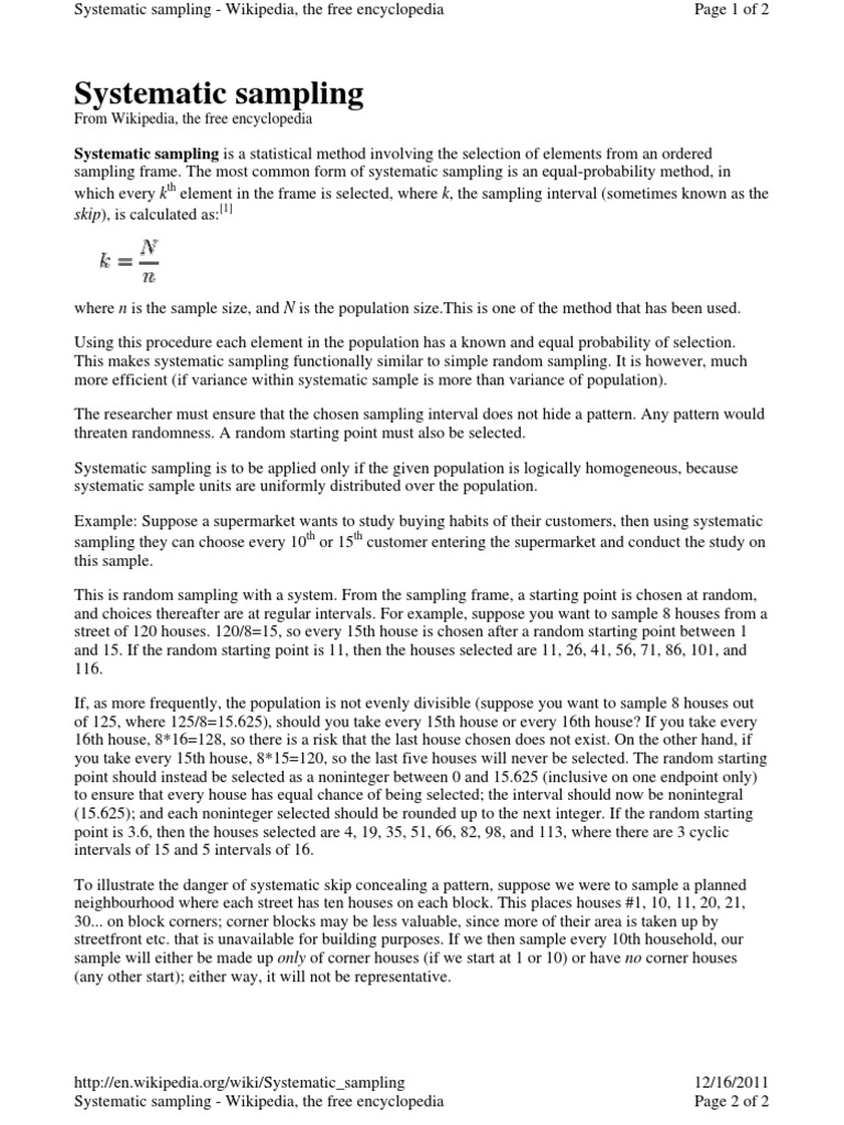 Systematic Sampling | PDF | Statistical Theory | Probability And Statistics