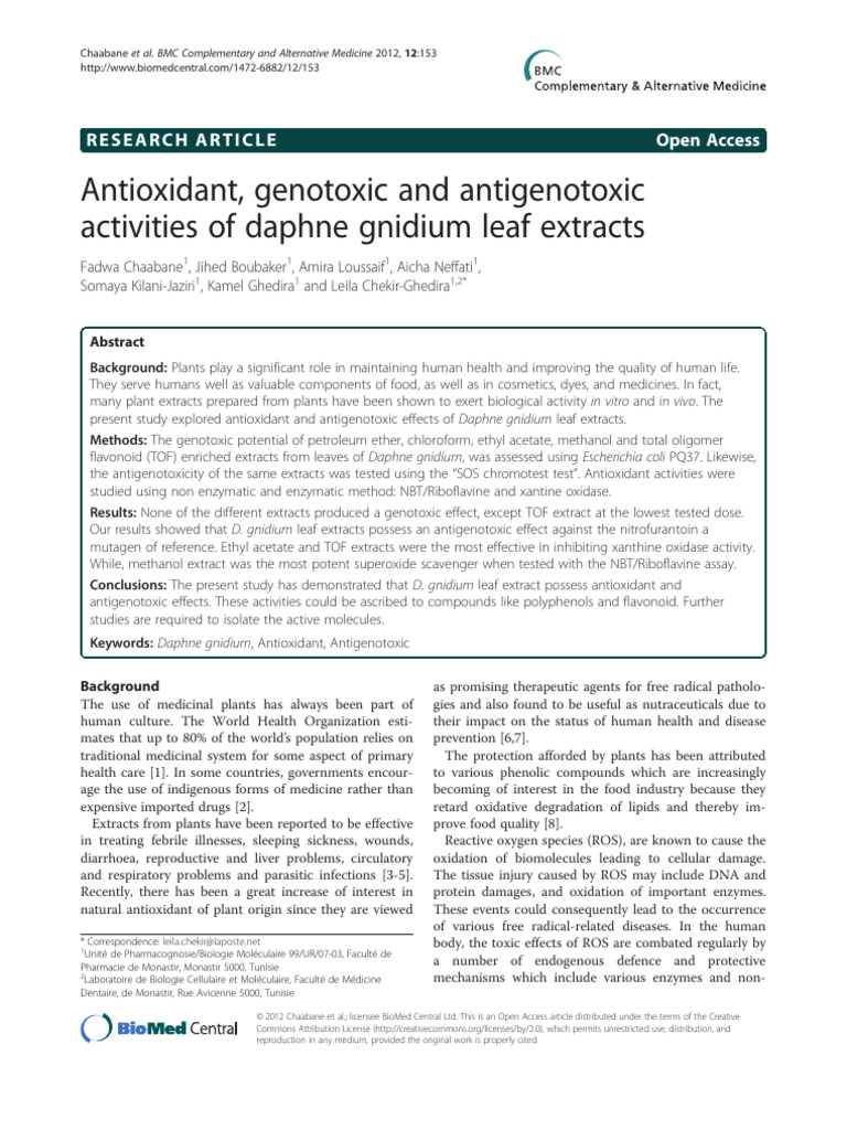Antioxidant, Genotoxic and Antigenotoxic | PDF