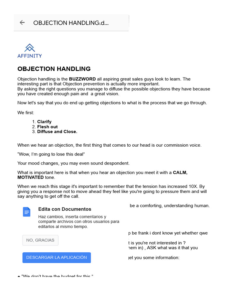 Objection Handling | PDF