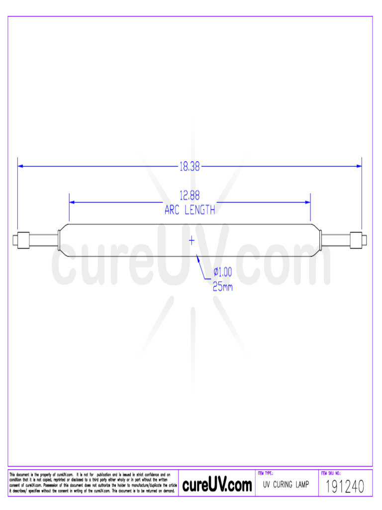 Hanovia 12 Inch 300 Wpi Replacement Uv Lamp 6812a431 DWG | PDF