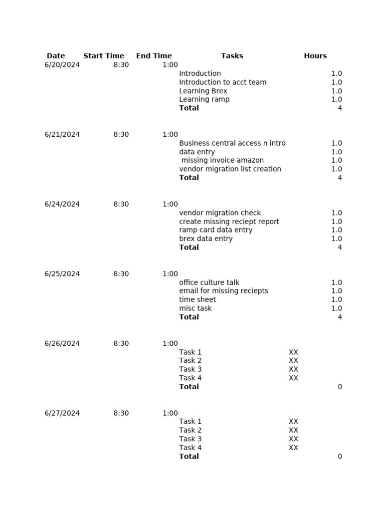 Time Sheet | PDF